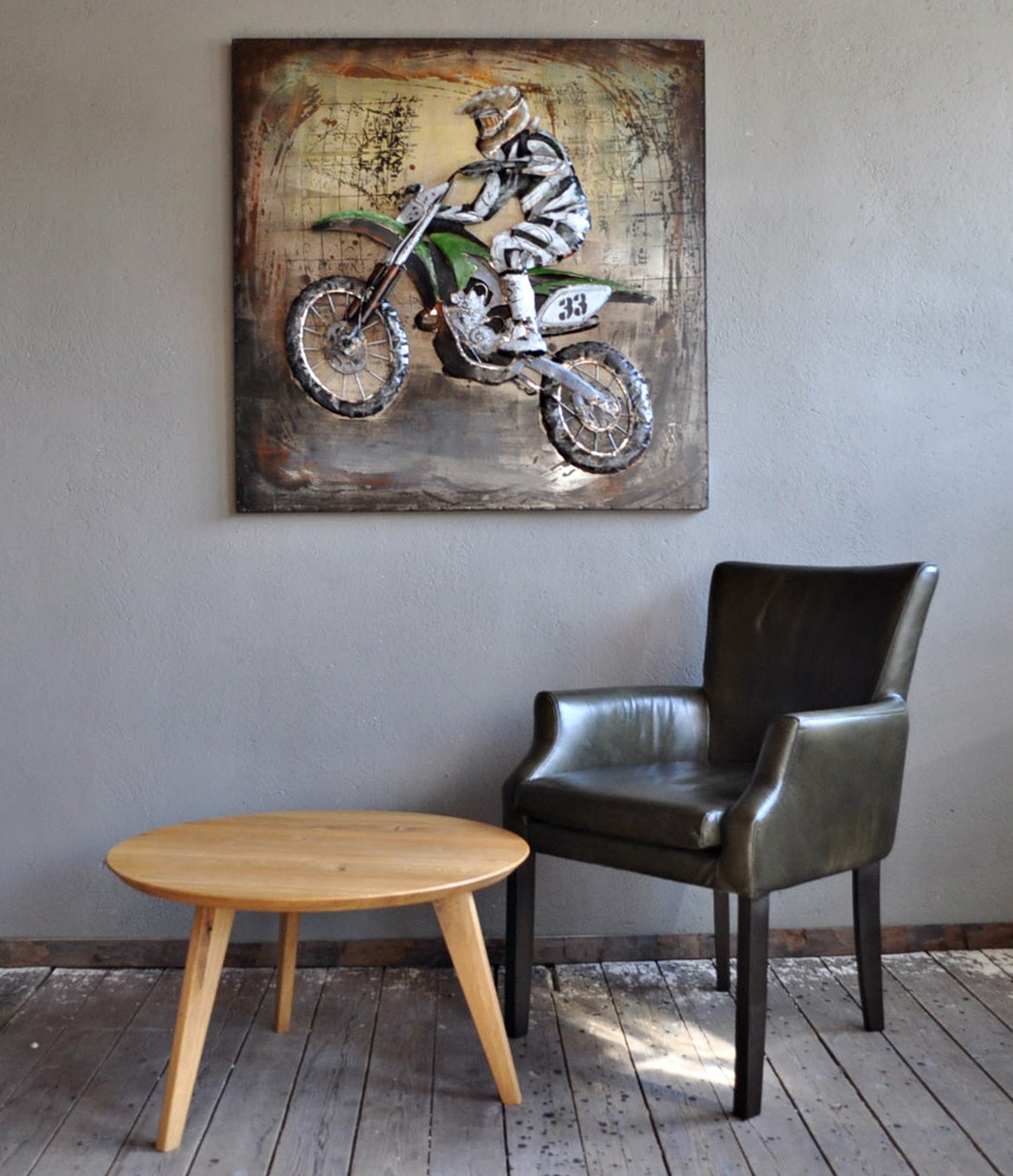 Metallbild Motorrad Cross-Maschine 100 x 100 cm