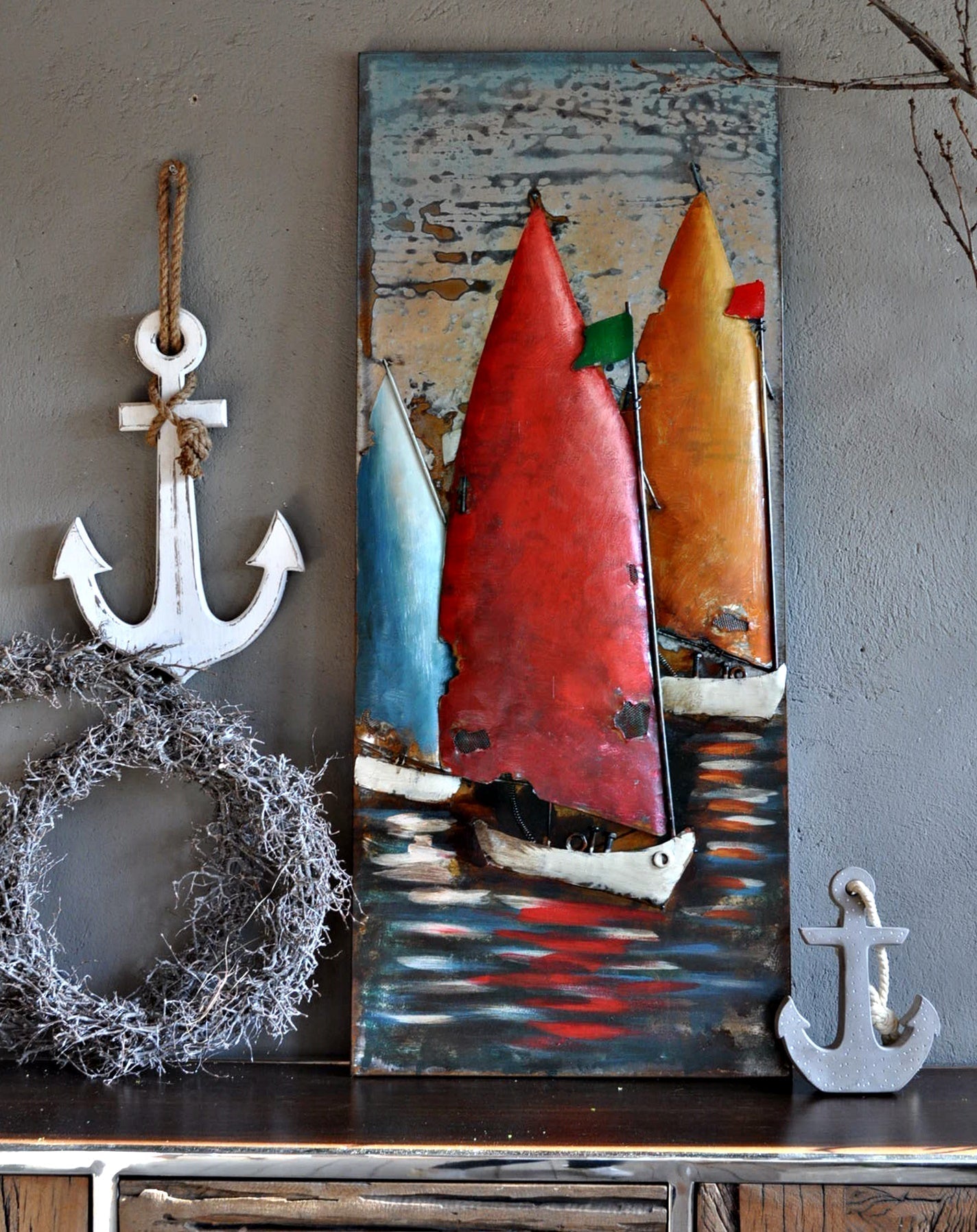 Metallbild Sailing Trio 120 x50 cm